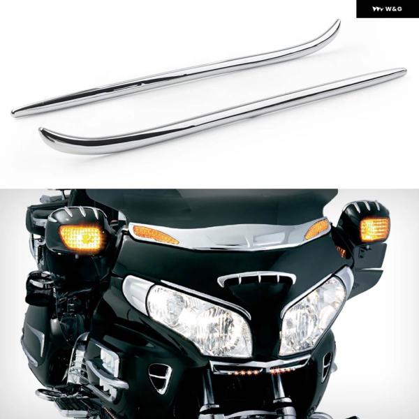 GOLDWING オートバイ 装飾 パーツ フェアリング アイブロウ トリム ホンダ GL1800 2001 02 03 04 05 06 07 08 09 10 2011 クローム カスタム パーツ アクセサリーProtective pa...