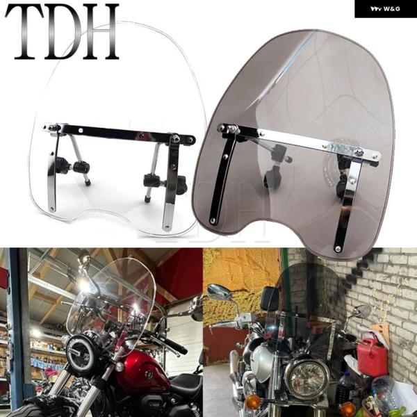 クルーザー フロントガラス エア ディフレクター クリップオン 7/8インチ 22MMバー マウント フロントガラス ウィンドスポイラー ホンダ VTX シャドウV-STAR 750 1800 1300 カスタム パーツ アクセサリーHig...