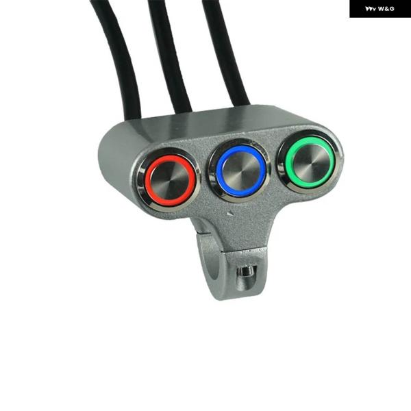 シルバー オートバイ スイッチ 7/8インチ 22MM ハンドルバー マウント スイッチ ヘッドライト ハザードブレーキ フォグランプ オンオフ DIY インジケーター 付き カスタム パーツ アクセサリーHigh-concerned ch...
