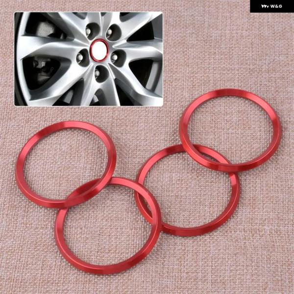 4ピース 赤ホイールセンター ハブ リングカバー トリム 装飾 フィット マツダ 3 マツダ 6 CX-5 CX-3 2016 2017 カー スタイリング カスタム パーツ アクセサリーHigh-concerned chemical:No...