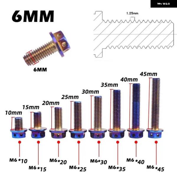 チタンボルト フランジヘッド M6 X 10MM-45MM バイク ブレーキキャリパー固定ネジ バーントブルー モーターエンジンシェルボルト カスタム パーツ アクセサリーHigh-concerned chemical:NoneItem W...