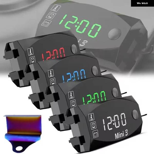 3IN1 バイク 電子時計 温度計 電圧計 12V IP67 防水 LEDウォッチ デジタル ディスプレイ 時計 カスタム パーツ アクセサリーHigh-concerned chemical:NoneExternal Testing Cer...