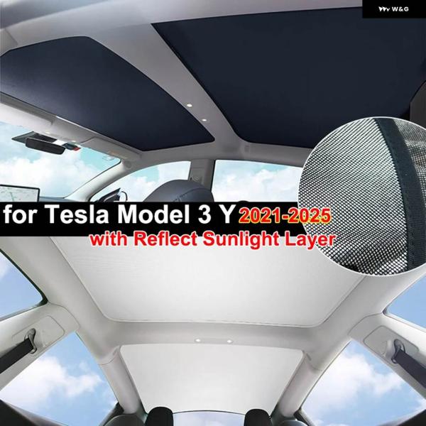 テスラ モデルY ジュニパー 2025用 車用サンルーフサンシェード ガラスルーフサンシェード スカイライト ブラインド シェーディングネット モデル3 2024 カバー カスタム パーツ アクセサリーProduct application...