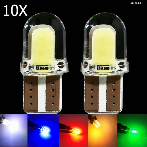 10個 T10 W5W COB 電球 1W DC12V ミニ LED ライト 白 青 赤 黄 緑ピン ク シリコンランプ 車内ライト用 カスタム パーツ アクセサリーLuminous Flux:249-2000Power Source:DC...