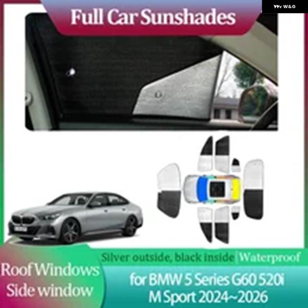 BMW 5シリーズ G60520IM スポーツ 2024~用サンシェード フロントガラス カーテン サイドルーフウィンドウ サンバイザー サンルーフカバー カスタム パーツ アクセサリーThickness:StandardProduct a...