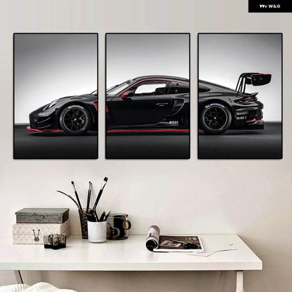 3枚セット ヴィンテージ インダストリアル スタイル カーシリーズ ポスター GT3RS アートポスター キャンバス 絵画 壁掛けプリント 写真 リビングルーム ホームデコレーション カスタム パーツ アクセサリーHigh-concerne...