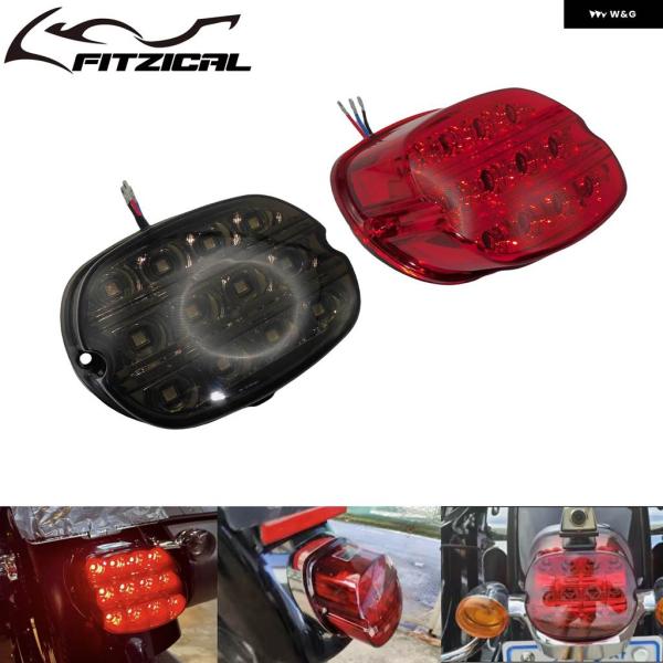 バイク レッド/スモークレンズ LED ブレーキ テールライト ハーレー ツーリング エレクトラグライド ロードグライド ソフテイル スポーツスター XL883 ダイナ ファットボーイ用 カスタム パーツ アクセサリーBattery Inc...