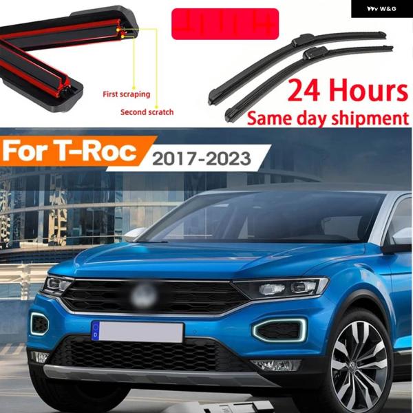 フォルクスワーゲン VW T-ROC TROC 2017-2023 フロントガラス ワイパー ブレード 2018 - 22 フロントガラス ウィンドウ用 2個 カスタム パーツ アクセサリーHigh-concerned chemical:N...