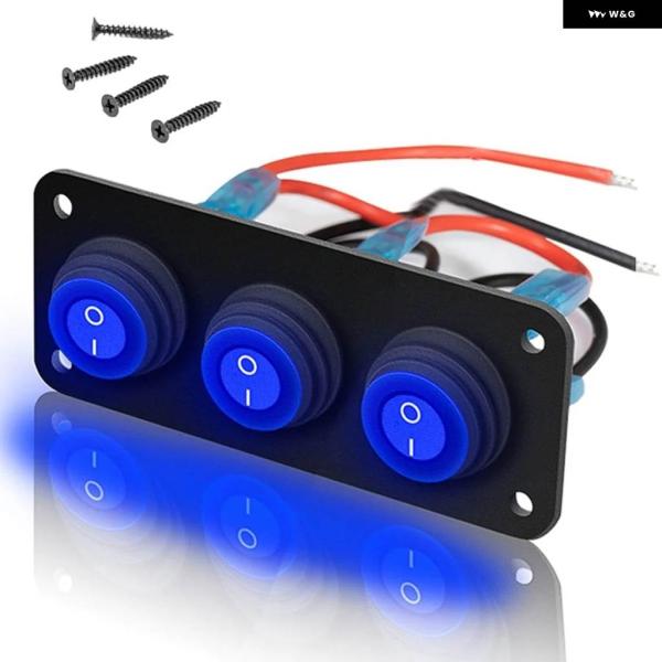 3連 12V 20A トグルロッカースイッチ パネル LED 防水 車 ボート 船舶用 カスタム パーツ アクセサリーHigh-concerned chemical:NoneExternal Testing Certification:ce...