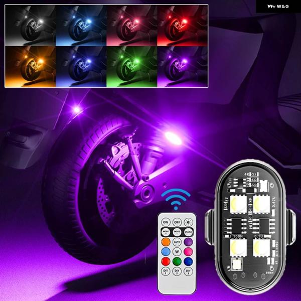 ミニストロボライト オートバイ LEDフラッシュ ハザード灯 RGBカーデコレーション ムードランプ リモコン モーターカー用 カスタム パーツ アクセサリーBattery Included:YesHigh-concerned chemic...