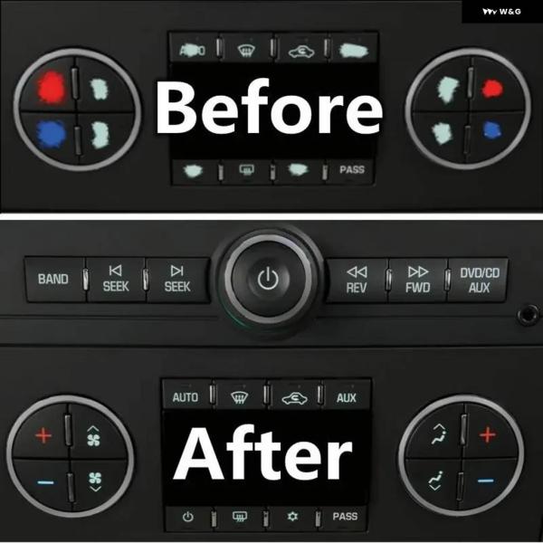 2007〜2014 GM シボレー 車用 粘着式 エアコン ボタン ステッカー キット 2個セット カスタム パーツ アクセサリーHigh-concerned chemical:NoneSticker Placement:Knob,AIR ...