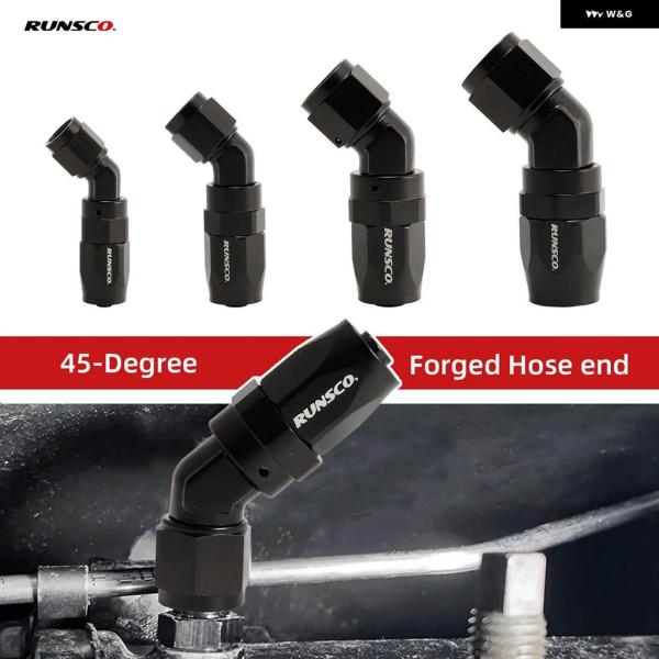 RUNSCO AN4/AN6/AN8/AN10 ホースエンド スイベル アダプター コネクター 45度 カスタム パーツ アクセサリーHigh-concerned chemical:NonePlacement on Vehicle:Engi...