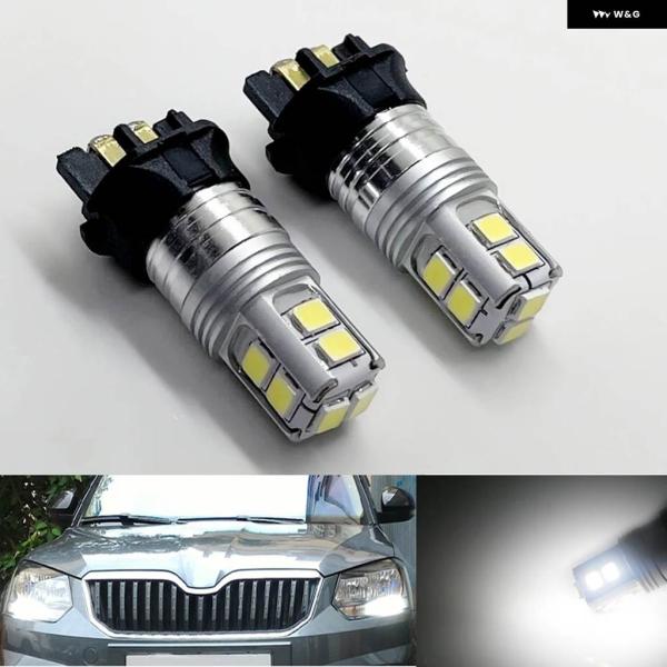 2個 PWY24W PW24W LED バルブ スコダ イエティ デイタイム ランニングライト 2013-2017 DRL ホワイト/ アンバー 12-24V カスタム パーツ アクセサリーOEM number:11B949101High-...