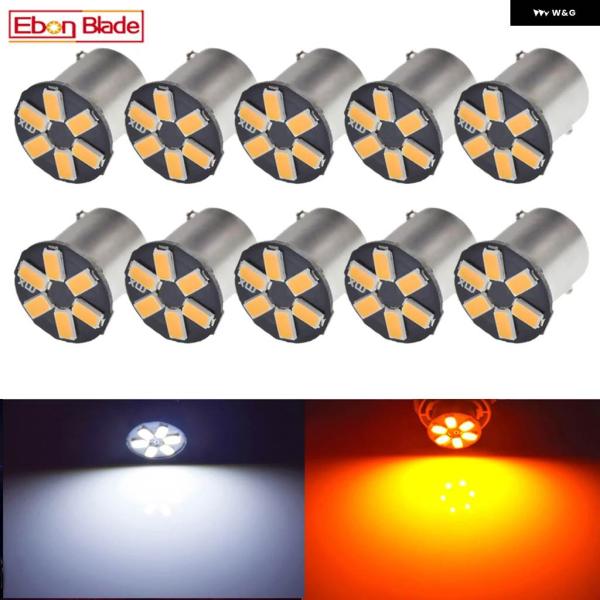 10個1156 BA15S BAU15S LED カーライト ウインカーランプ ホワイト アンバー オレンジ P21W PY21W 7507 インジケーター DRL リバース バルブ 12V カスタム パーツ アクセサリーHigh-conc...