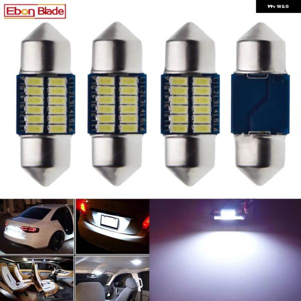 4個ホワイト 4014 SMD 28MM 31MM フェストゥーン LED ランプ バルブ 12-SMD 6614F 6612F 車内ドーム マップ バニティ ミラー サンバイザー ライト 12V カスタム パーツ アクセサリーHigh-c...