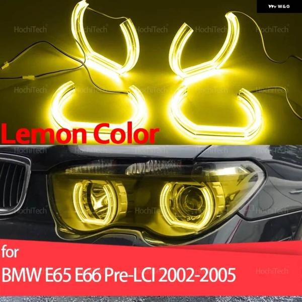 デイライト DRL エンジェルアイ LED CSL スタイル BMW 7シリーズ E65 E66 プレ LCI レモンイエロー ヘッドライト リング キット 745I 745LI 760LI 760I カスタム パーツ アクセサリーHigh...