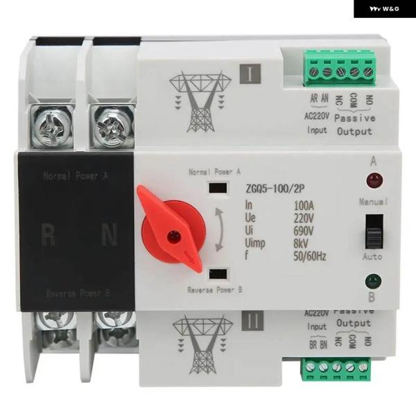 トランス ミッション スイッチ 220V ZGQ5-100 / 2P ダブルパワー2方向トランス ミッション スイッチ コントローラ ートランスファースイッチ カスタム パーツ アクセサリーHigh-concerned chemical:N...
