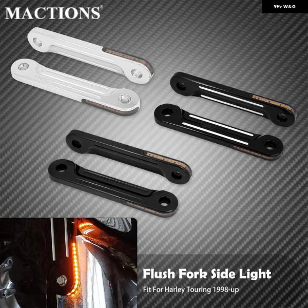 オートバイ LED フロントフラッシュ フォーク ウィンカー アンバー ライト ブラケット ショック アブソーバー サイドランランプ ハーレー ツーリングFLHR FLH 98-23 カスタム パーツ アクセサリーBattery Inclu...