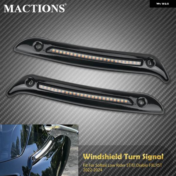 オートバイ LED ウインドシールドウィンカーライトランニング 装飾 ランプ ハーレー ソフテイル ローライダー ST FXLRST 2022-2024 FXRST 2022 カスタム パーツ アクセサリーBattery Included:...