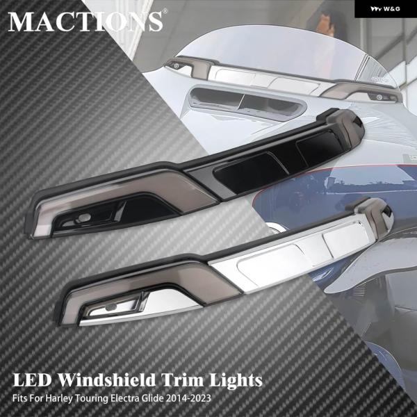 オートバイ LED ウインドシールド トリム ライトウィンカーライト ウインドスクリーン ランニングサイドランプ ハーレー ツーリングエレクトラグライド 2014-2025 カスタム パーツ アクセサリーBattery Included:N...