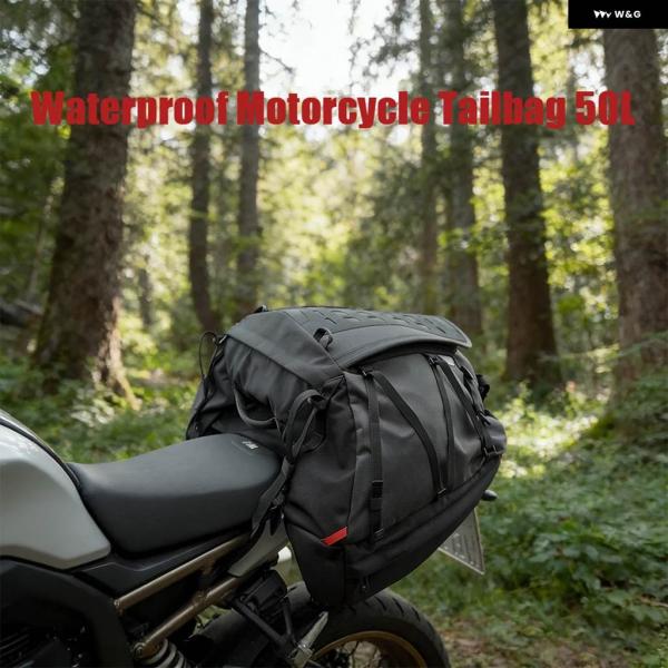 50L 防水 バイク テールバッグ 600D オックス フォード アドベンチャーツーリング 滑り止め反射ストラップ テールバッグ カスタム パーツ アクセサリーHigh-concerned chemical:NoneSpecial Feat...
