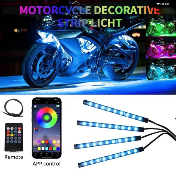 LUCES LED モトライトキット RGB オートバイ アンビエント 装飾 LED ストリップライト リモコン ハーレー ヤマハ リモコン /アプリ 制御 カスタム パーツ アクセサリーBattery Included:NoHigh-co...