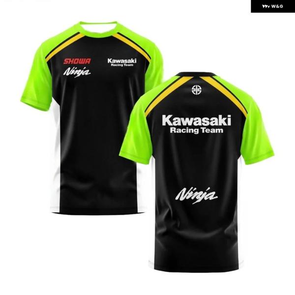 メンズ シンプル カジュアル カワサキ プリント ラウンドネック 半袖 Tシャツ 通気性 速 乾性 快適 スポーツ トップ カスタム パーツ アクセサリーCraft of Weaving:KnitFeature:Others,Quick d...