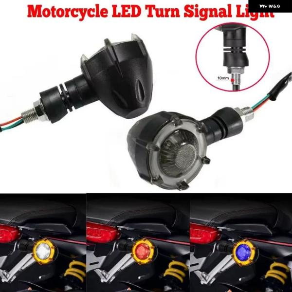4個 オートバイ ウィンカーLEDライト シーケンシャルフローティングフラッシュ インジケーター ランプ 12V レトロデュアルカラー回転LEDウィンカーライト カスタム パーツ アクセサリーBattery Included:NoHigh-...