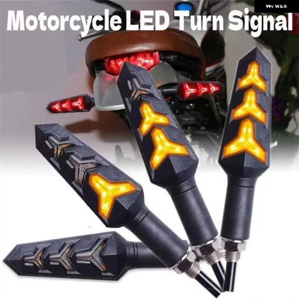 オートバイ ウィンカーLEDライトシーケンシャルフローイングウォーター バイク フラッシュ インジケーター ランプ10MMデュアルカラーLEDウィンカーライト カスタム パーツ アクセサリーBattery Included:NoHigh-c...