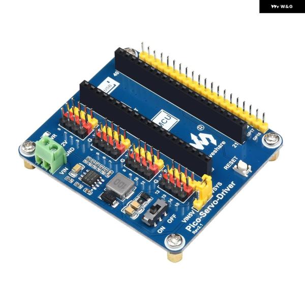 16チャンネルPWMマイクロサーボモータードライバー コントローラ ーシールドRASPI RPI RASPBERRY PI PICO 2W RP2040 RP2350ボードハット カスタム パーツ アクセサリーBattery Include...