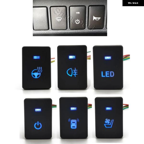 トヨタ カムリ 50 プリウス カローラ ランドクルーザー プラド RAV4 1個 車用ブルー LED ライト ボタン フロント フォグランプ 電源オン/オフスイッチ カスタム パーツ アクセサリーHigh-concerned chemic...