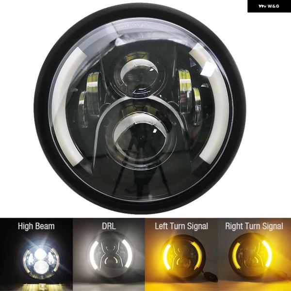 7インチ LED ヘッドライト ハロDRLライト ハーレー ロッド ファットボブ ヘリテージ ソフテイル スリム デラックス スイッチバック ロードキング オートバイ カスタム パーツ アクセサリーProtective parts:Ligh...