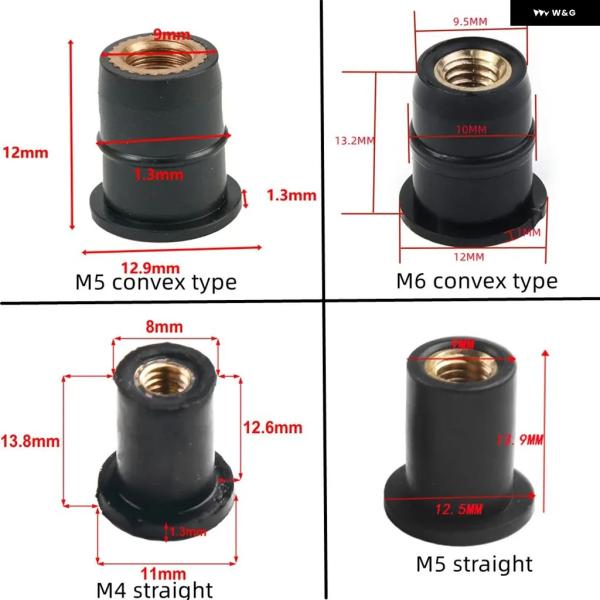 オートバイ ウインドシールドゴムナット 10個 /M5/M6 振動 ダンパー パネル 5MM M5 ゴムナット ウインドシールド カスタム パーツ アクセサリーHigh-concerned chemical:NoneModel Name:m...