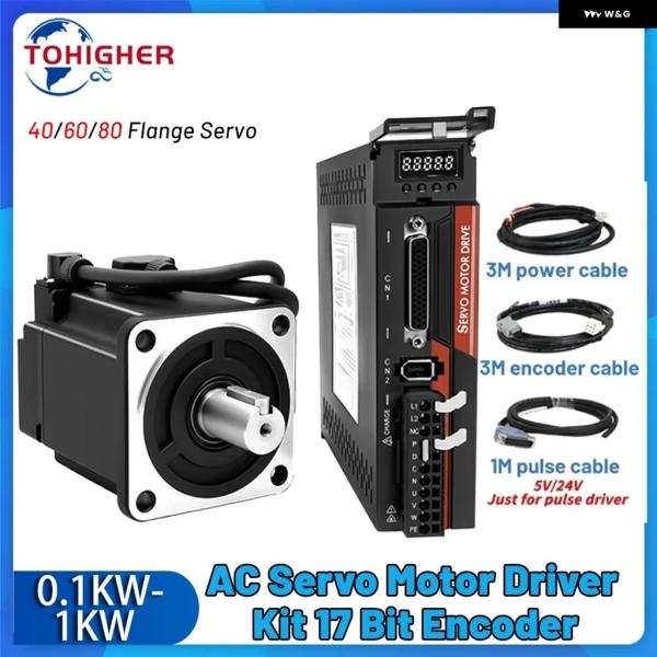 ACサーボモーターキット 100W/200W/400W/600W/750W/1000W サーボモーターとドライバー 40/60/80フランジ サーボモータードライバーとブレーキ カスタム パーツ アクセサリーHigh-concerned c...