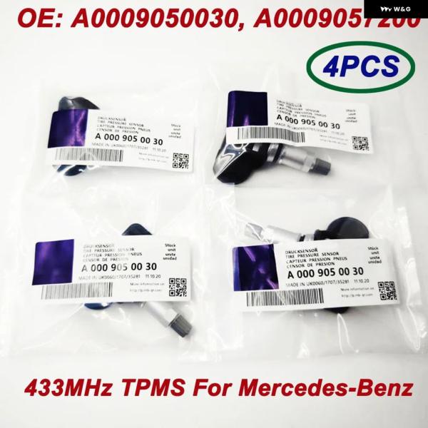 4個 433MHZ TPMS OE A0009050030 A0009057200 0009050030 タイヤエア圧センサー ベンツ A C E G S クラス W205 C205 W212 C253 X166 カスタム パーツ アクセサ...