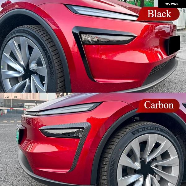 テスラ モデルY ジュニパー 2025 フロント バンパー フォグランプ ウィンドナイフ スポイラー カー フォグランプ トリム カバー フォグライト アイブロウ カスタム パーツ アクセサリーHigh-concerned chemical...