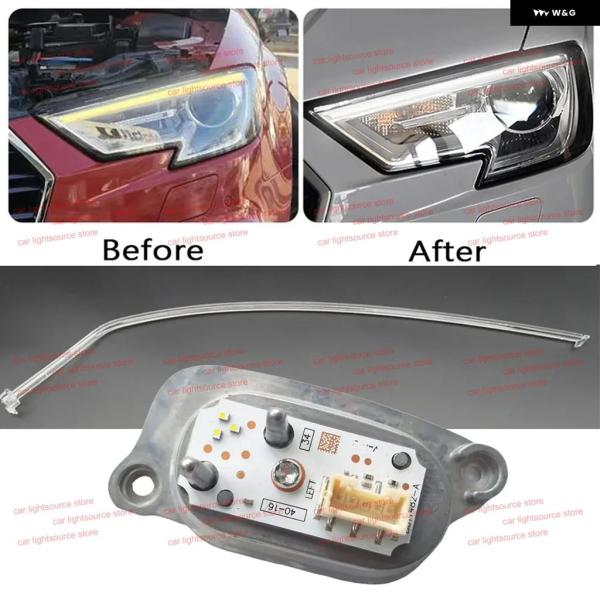 ホワイト DRL ライトガイド チューブ デイタイム ランニングライト モジュール 8V0998473 8V0998474 アウディ A3 S3 2016-2018 キセノン ヘッドライト リペア カスタム パーツ アクセサリーHigh-c...