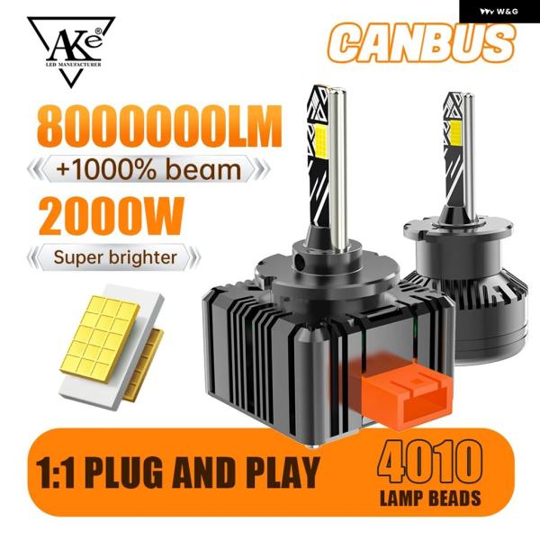 AKE D1S D3S LED カー ヘッドライト バルブ 2000W 8000000LM D2S LED CANBUS D4S カーランプ HID キセノン キット 1:1 カスタム パーツ アクセサリーHigh-concerned ch...