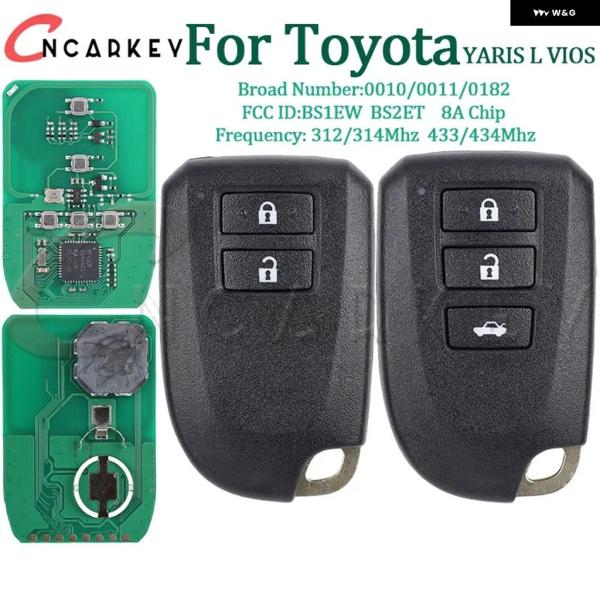 トヨタ ヤリス L ヴィオス用カーリモートキーフォブ 2/3 ボタン 0010 0011 0182 312/314 433/434MHZ 8Aチップ P4 39 FCC BS1EW BS2ET スマートキー カスタム パーツ アクセサリーH...