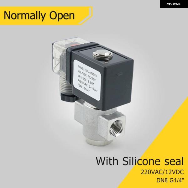 G1/4 VX2120-08-SS-NO ノーマルオープン ステンレス 304 ソレノイド バルブ シリコンゴムシール 220VAC 12VDC DN8 カスタム パーツ アクセサリーNC or NO:Normally OpenActuat...