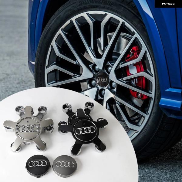 アウディ S ライン A3 A4 B5 B6 A3 8P 8V 8L A5 A6 C6 C5 S3 S4 S 車用ホイールセンターハブキャップカバー バッジハブキャップ 4個 セット カスタム パーツ アクセサリーHigh-concerne...