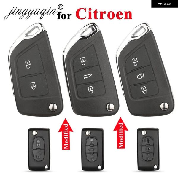 リモートカスタムカーフリップキーシェル シトロエン C2 C4 C3 C5 C6 DS4 DS3 DS5 BERLINGO PICASSO C-ELYSEE DISPATCH HU83/VA2 カスタム パーツ アクセサリーHigh-con...