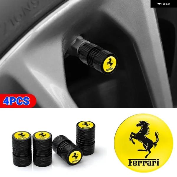 4個 車用タイヤ バルブ カバー ホイールステム エアキャップケース F-FERRARI ROMA SPIDER SF90 SUPERFAST COMPETIZIONE LAFERRARI カスタム パーツ アクセサリーHigh-conce...
