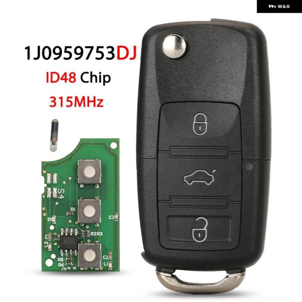 3ボタン 1J0959753DJ ID48 315MHZ カーフリップキー フォルクスワーゲン ゴルフ パサート ボラ シャラン シート レオン トレド 1998 年以降 リモートフォブ カスタム パーツ アクセサリーHigh-concer...