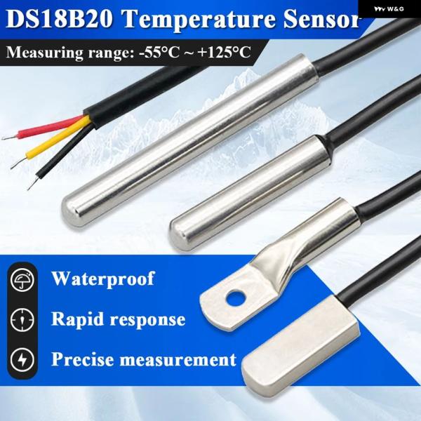 DS18B20 温度センサープローブ 304 ステンレス 6*30MM 外径 3.0MM 防水 センサー ケーブル 長 1M カスタム パーツ アクセサリーHigh-concerned chemical:Noneis_customized:...
