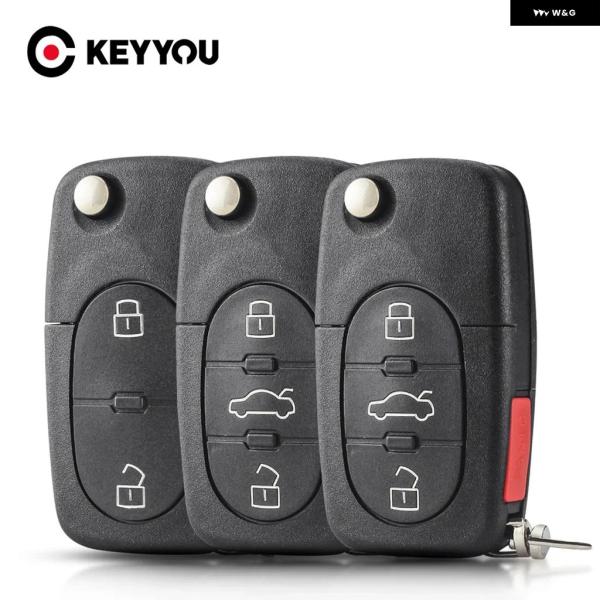 2/3/4ボタン カーリモートキーシェル アウディ A2 A3 A4 A6 A8 B6 TT クワトロ スマートリモート コントロール キーケース カスタム パーツ アクセサリーCountry/Region of Car Manufactu...