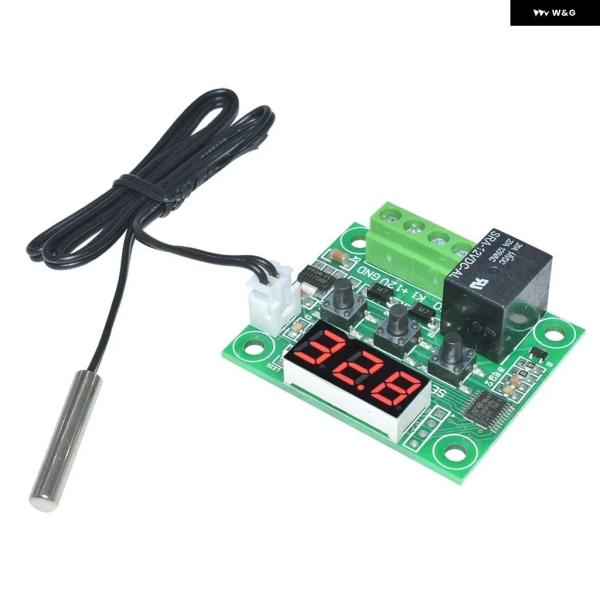 W1209 DC 12V 暖房/冷房デジタルサーモスタット温度 コントローラ ー小型 制御 スイッチ パネル NTC 防水 センサーワイヤー カスタム パーツ アクセサリーBattery Included:NoHigh-concerned ...