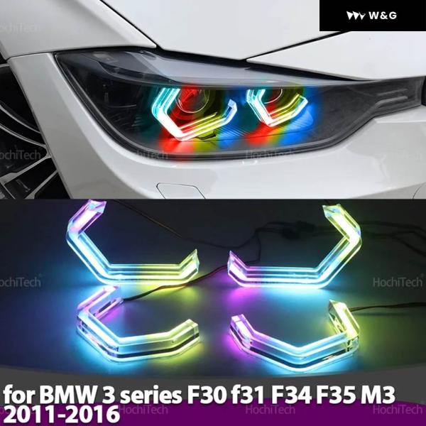 BMW 3シリーズ F30 F31 F34 F35 M3 2011-16 ダイナミック M4 スタイル RGB ライトリング アプリ コントロール DRL LED エンジェルアイキット ウィンカー付きHign-concerned Chemi...