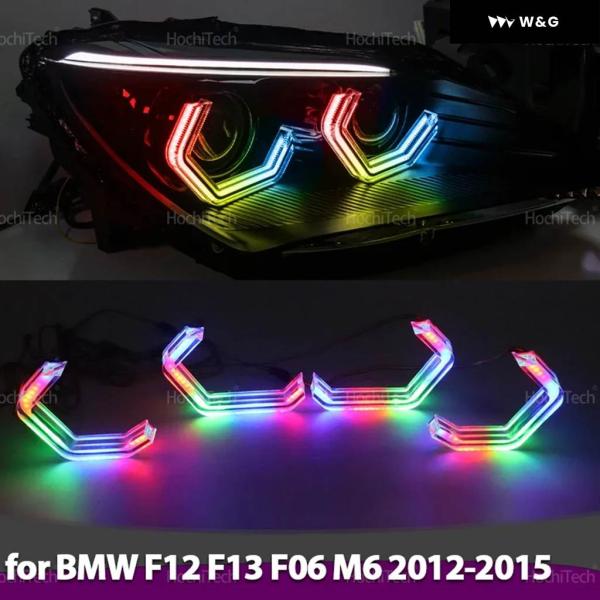 BMW 6シリーズ F12 F13 F06 M6 2011-2017 フローイングマルチカラーリングエンジェルアイ RGB M4 スタイル LED アプリ コントロール ウィンカーライトHign-concerned Chemical:Non...