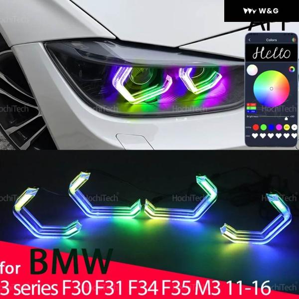 BMW 3シリーズ F30 F31 F34 F35 M3 2011-16 再生可能なマルチカラーライト LEDエンジェルアイリングキット アプリ コントロール ウィンカー付きHign-concerned Chemical:NoneCerti...